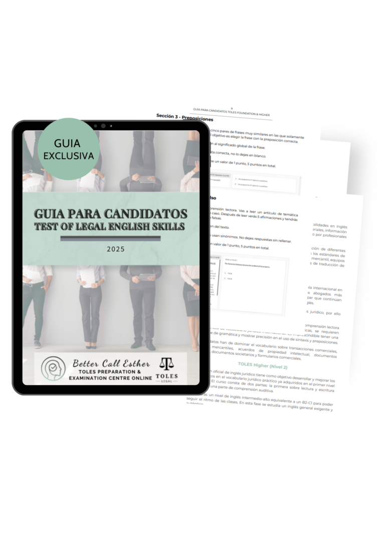 Guia gratuita para candidatos TOLES - Examen de inglés jurídico